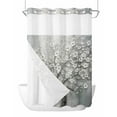 No Hook Shower Curtains with Snap-in Liner Set, Grey Flowers Waterproof ...