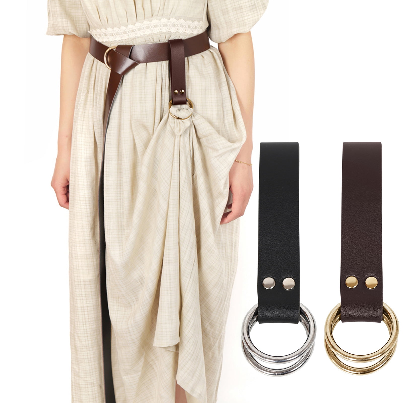 Hook Strap Medieval Belt Skirt Hikes Double Ring Faux Leather Loop Renaissance Adult Accessory ...