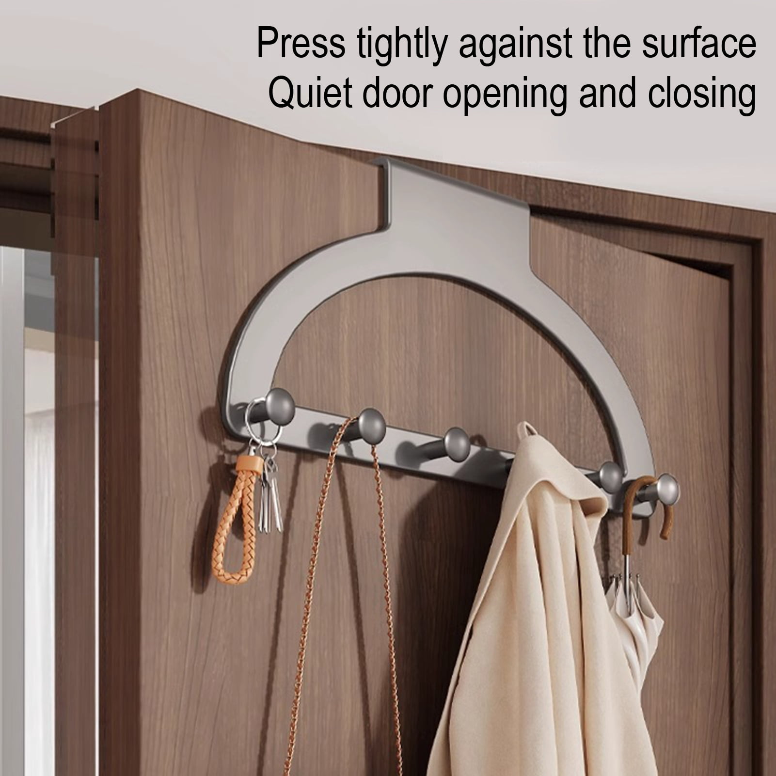 Hook Up All-in-One Over The Door 6 Hook Rack Drill Free Clothes Hanger ...