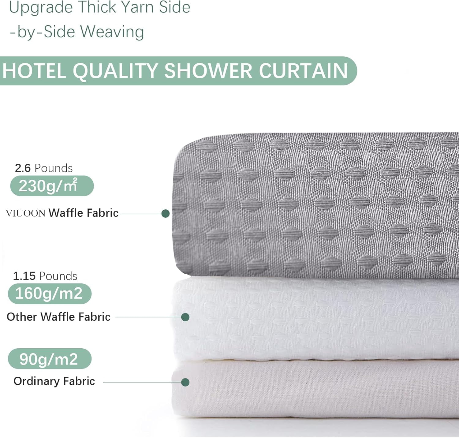 No Hook Waffle Weave Shower Curtain with Snap-in Fabric Liner Set ...