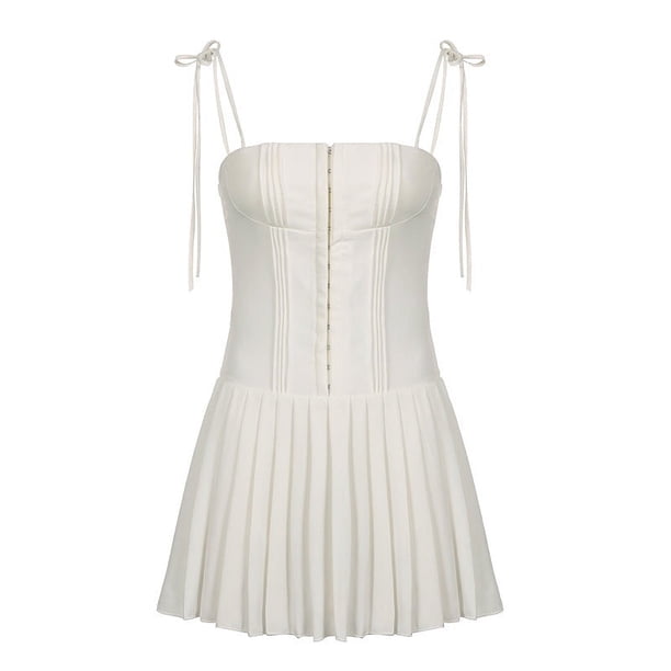Hook and Eye Front Drop Waist Spaghetti Strap Mini Dress - Walmart ...