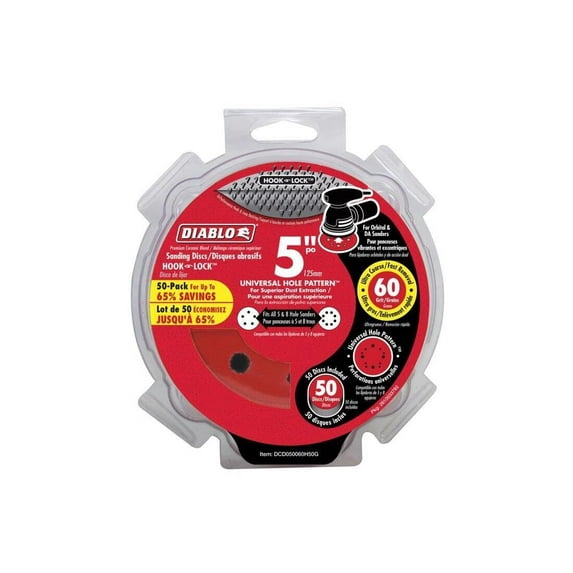 Hook and Lock ROS Sanding Discs for Wood, Metal and Plastics - 5", 60 ...