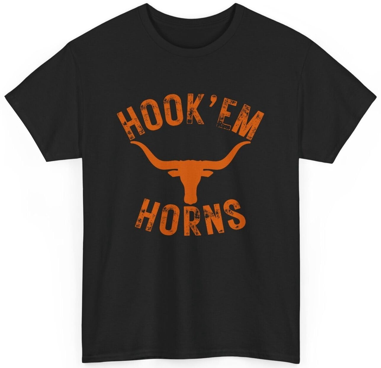 Hook'em Horns State of Texas Bull Head with Longhorns Design T-Shirt ...