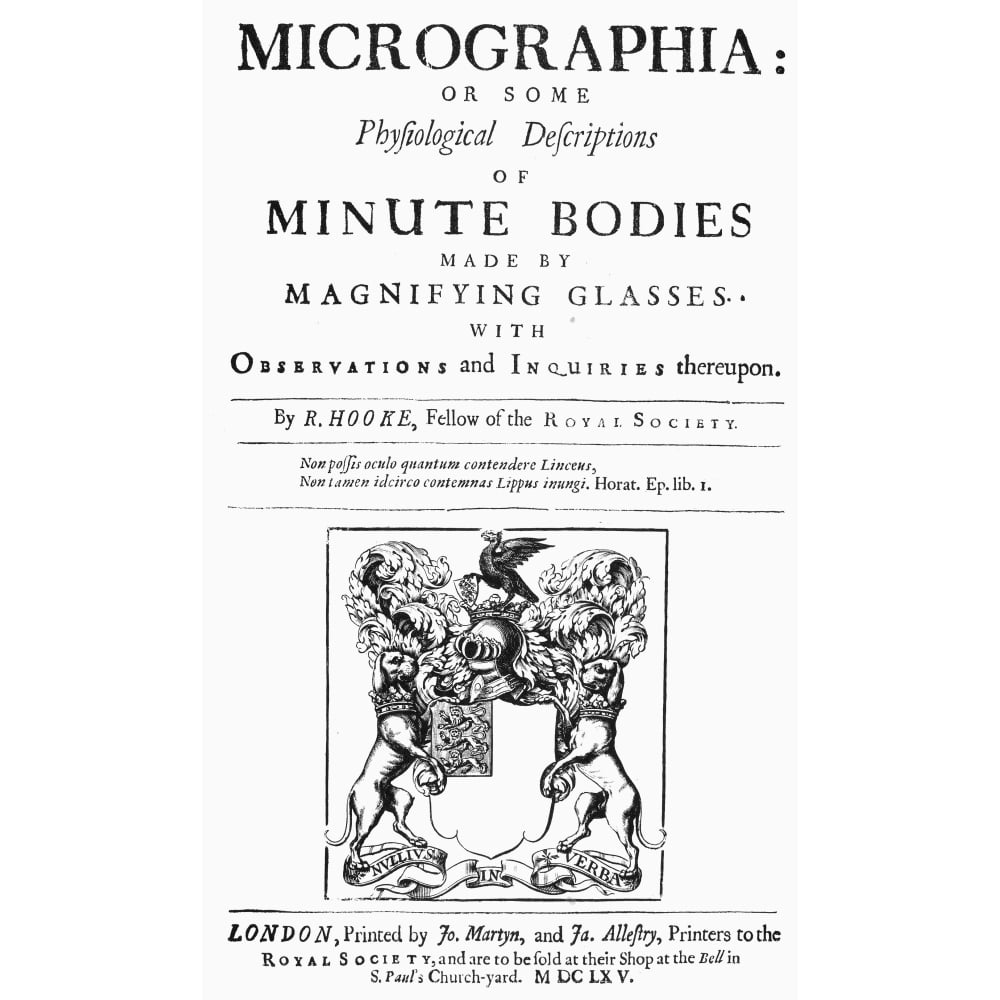 Hooke Micrographia 1665. Ntitle Page Of The First Edition Of Robert ...