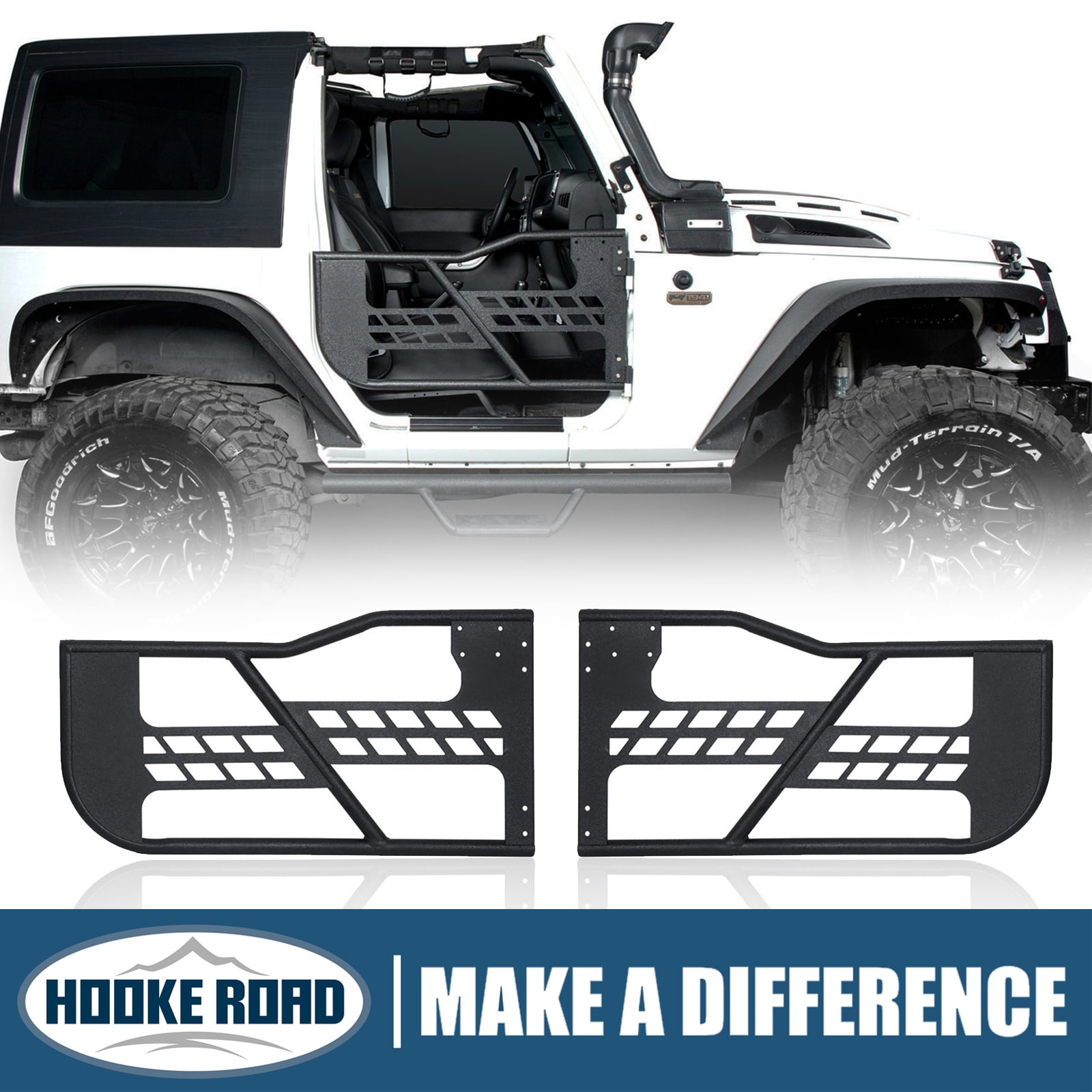 Hooke Road Tubular Door for 2007-2018 Jeep Wrangler JK 2 Dr, Textured ...