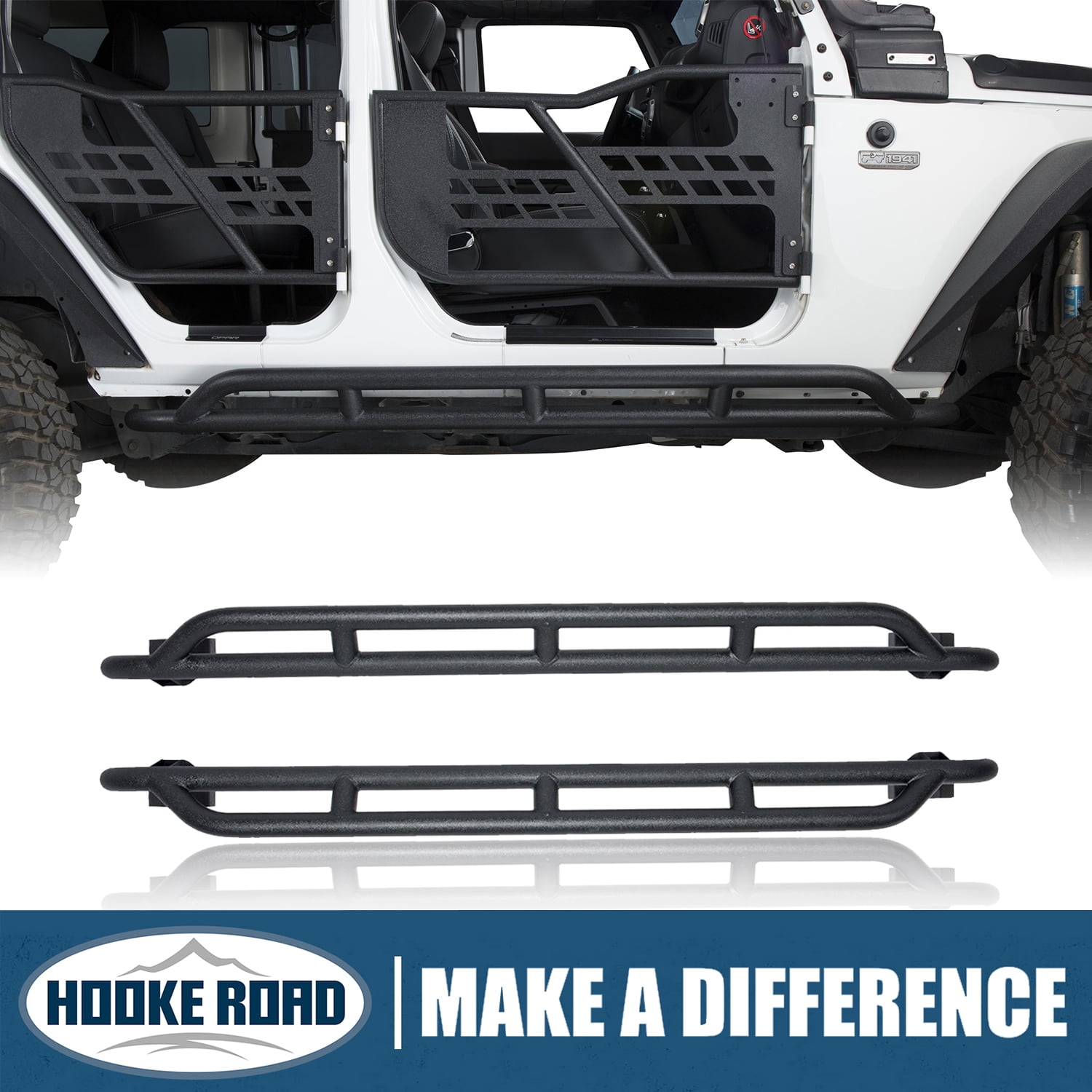 Hooke Road Fits 2007-2018 Jeep Wrangler JK 4DR Slider Bars Rocker ...