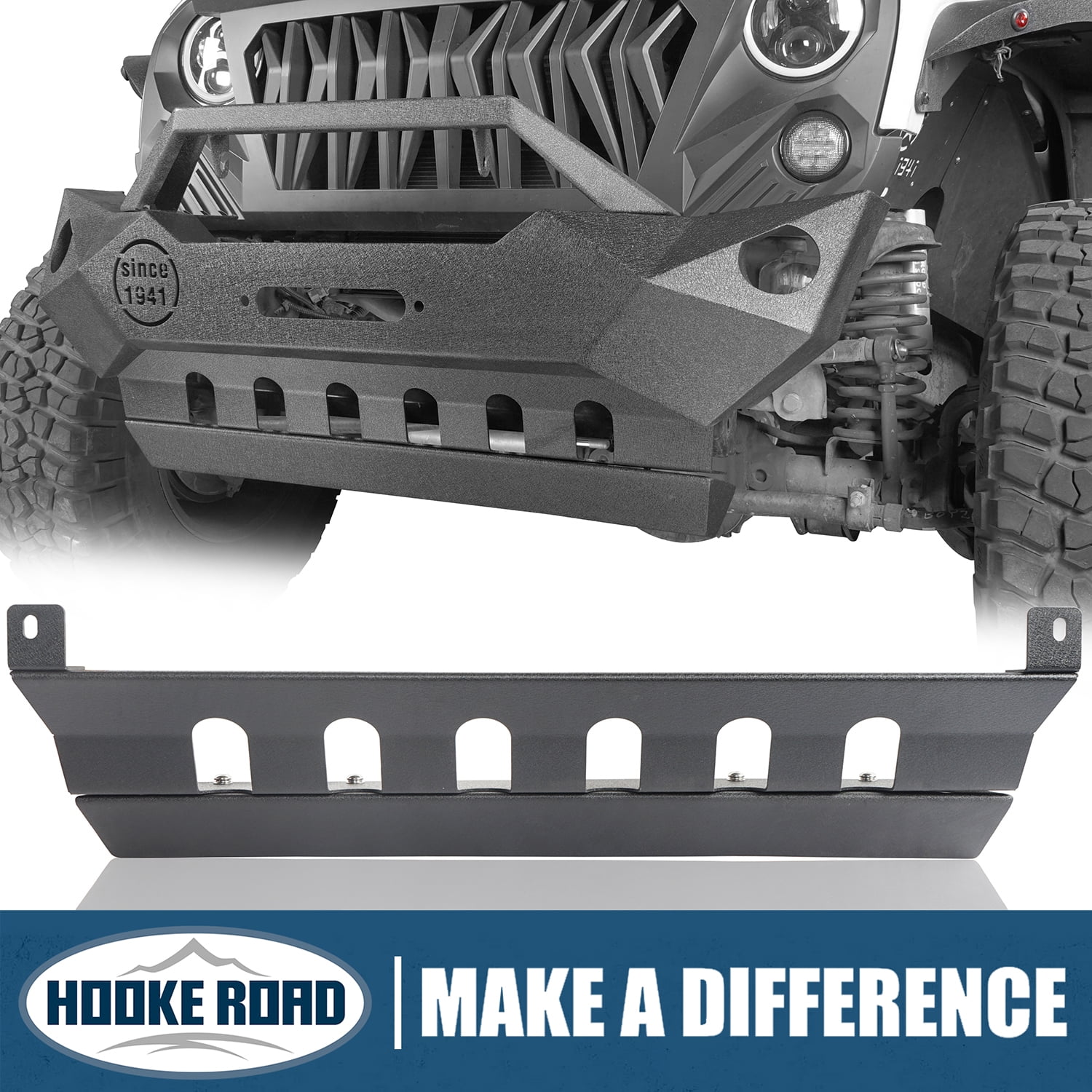 Hooke Road Fits Jeep Wrangler JK 2007-2018 Front Skid Plate Under ...