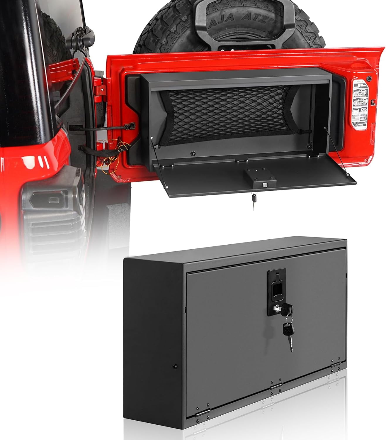 Hooke Road JL Tailgate Storage Lock Box Organizer w/Keys for 2018-2025 ...