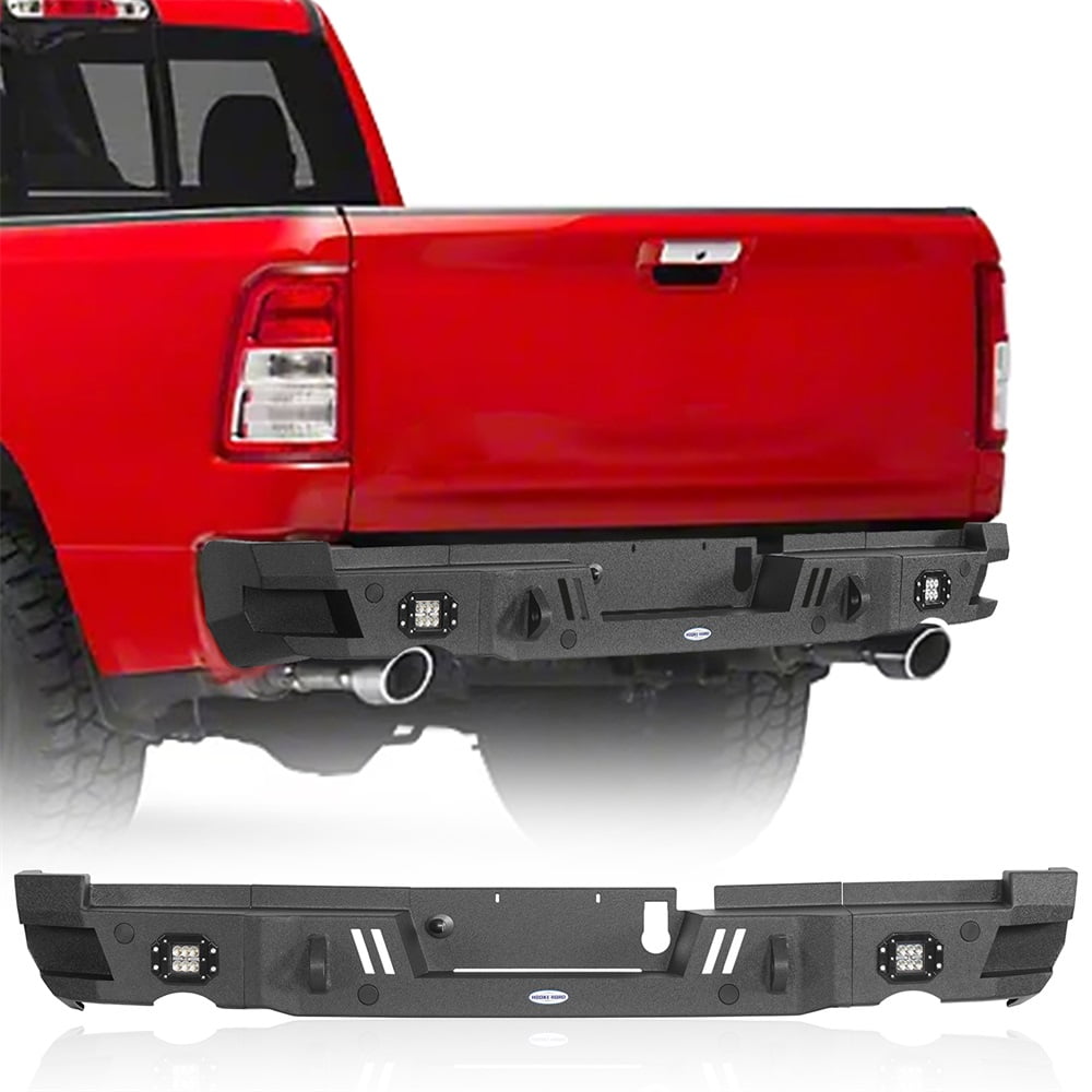 Hooke Road Steel Rear Back Bumper Black Fit 2019-2023 Dodge Ram 1500 ...