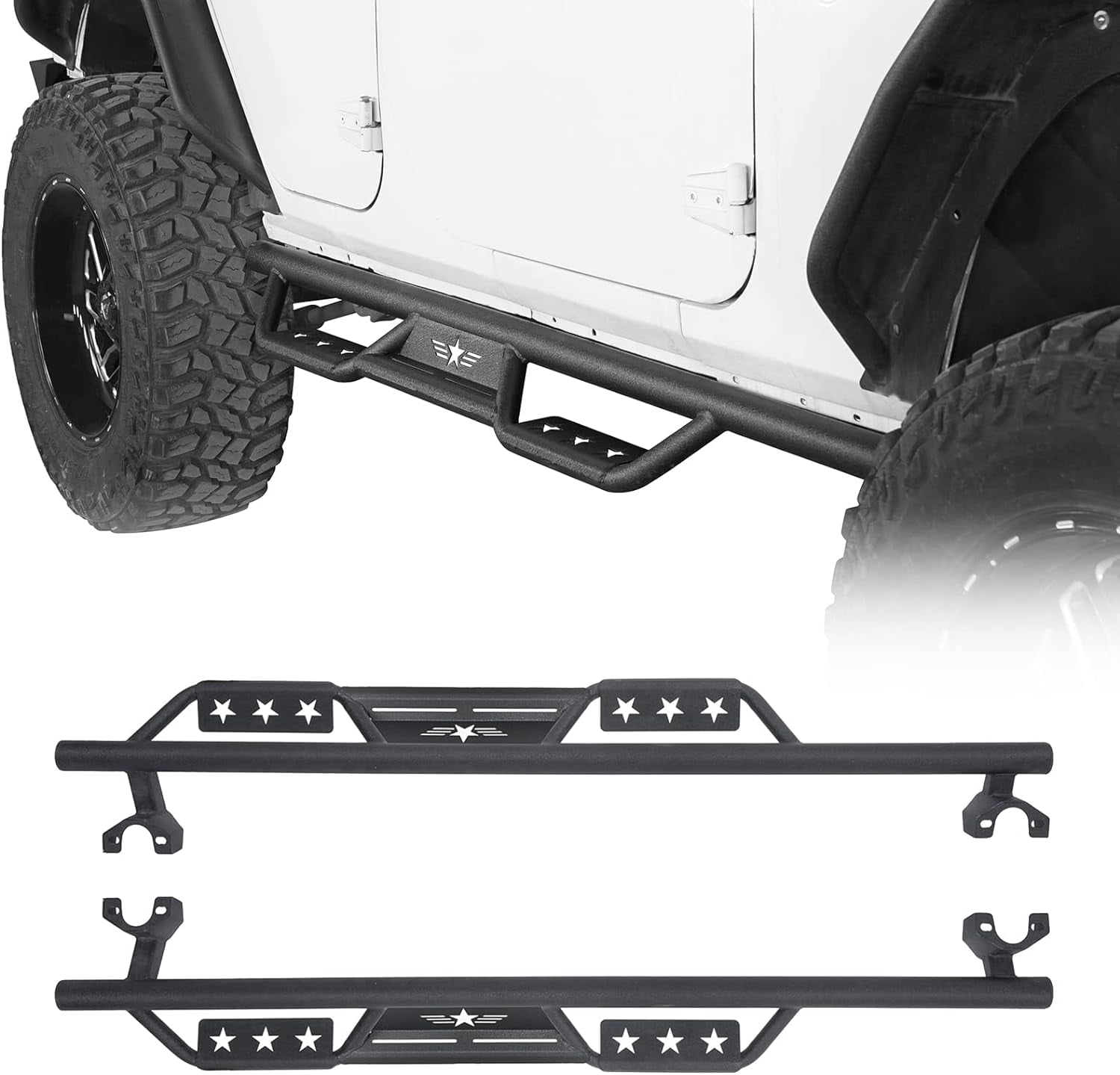 Hooke Road Wrangler JK Running Boards 4 Door, Side Steps Nerf Bars for ...