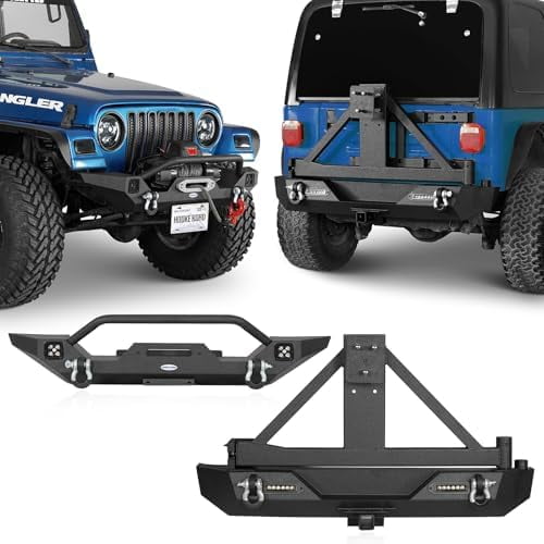 Hooke Road Wrangler TJ Rear Bumper with Tire Carrier + Front Bumpers ...