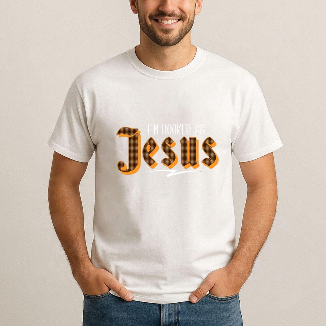 Hooked By Faith T-shirt with Jesus Fishing Theme and Spiritual Message ...