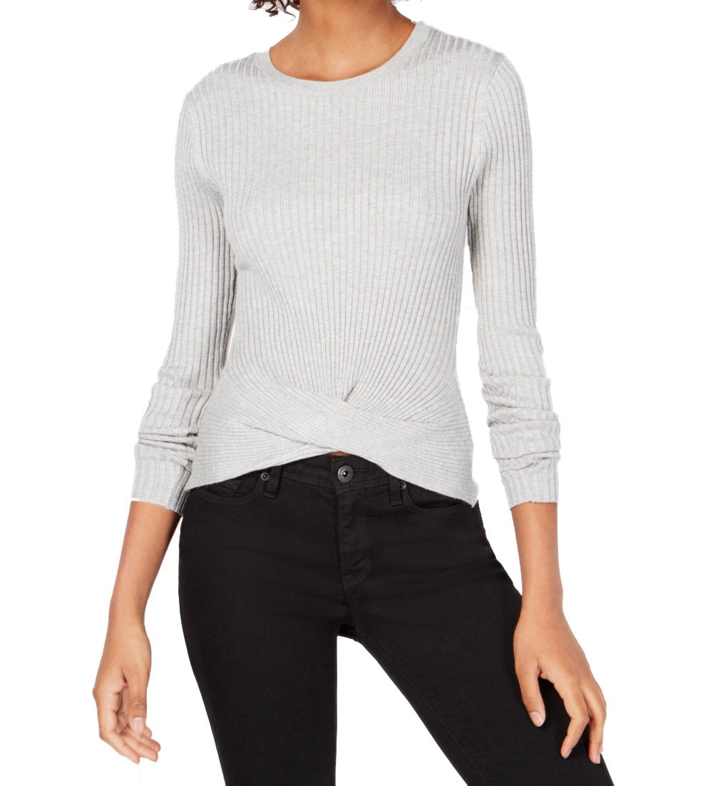 Hooked Up by IOT Juniors Ribbed Twist Hem Sweater - Walmart.com