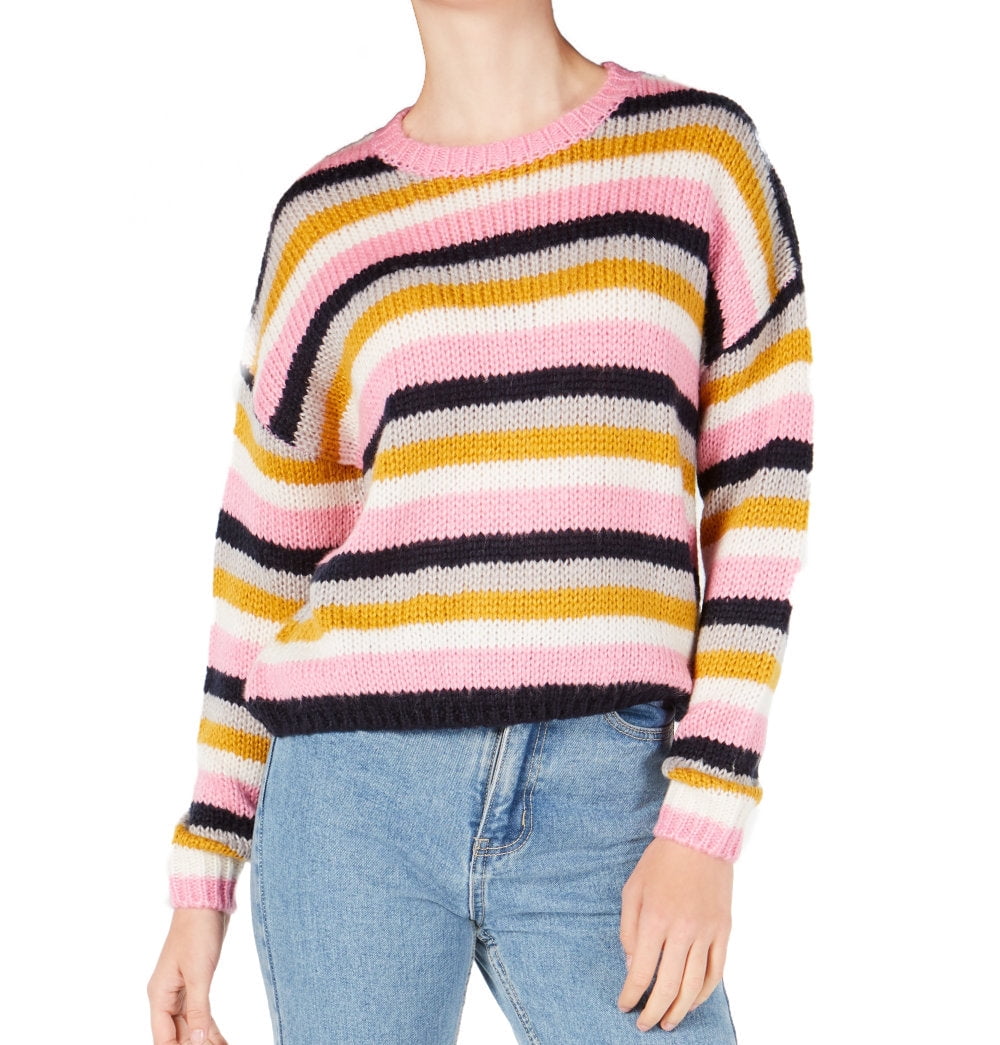 Hooked Up by IOT Juniors Striped Sweater - Walmart.com