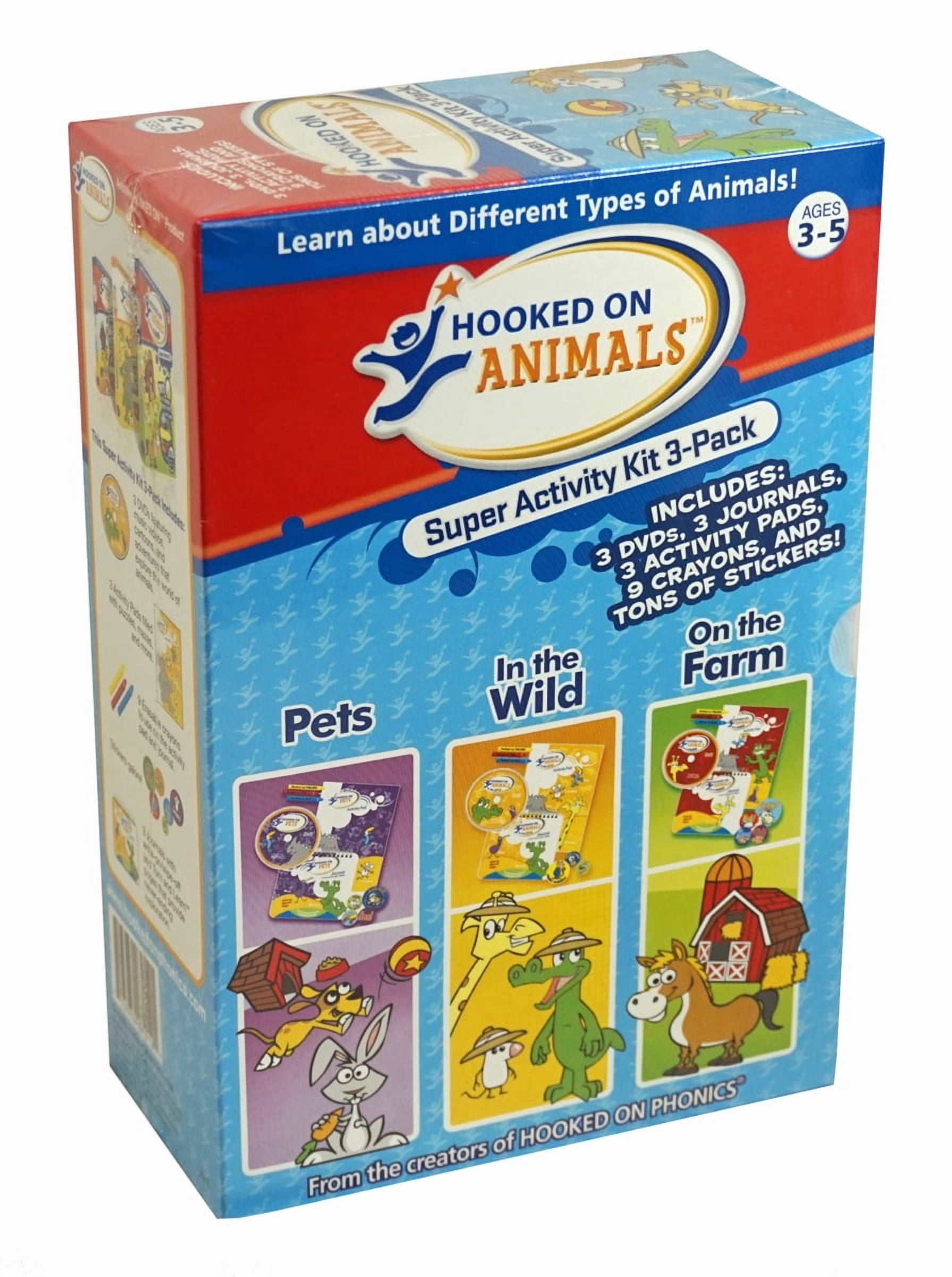 Hooked on Phonics Animals Super Activity Kit 3 Pack ~ Pets, In the Wild ...