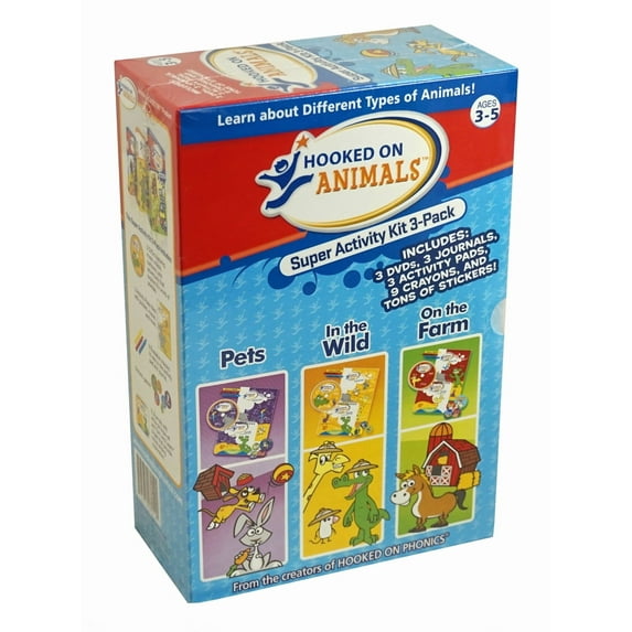 Hooked on Phonics Animals Super Activity Kit 3 Pack ~ Pets, In the Wild ...