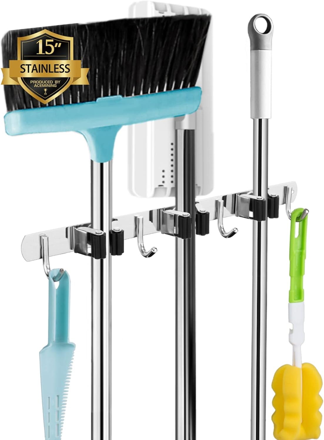 Hooks Mop and Broom Holder Wall Mount, Broom Organizer Storage Tool ...