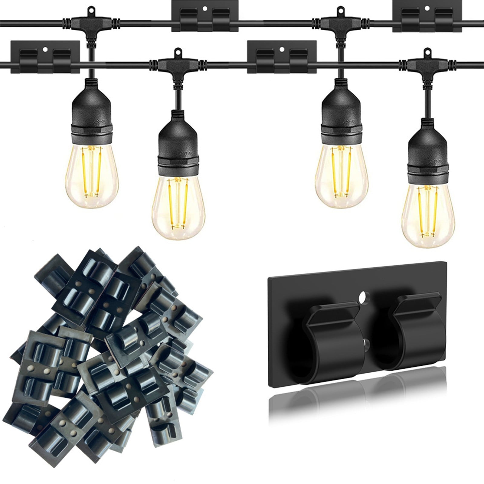 Hooks For Outdoor String Lights 10pcs Outdoor Light Clips With Adhesive ...