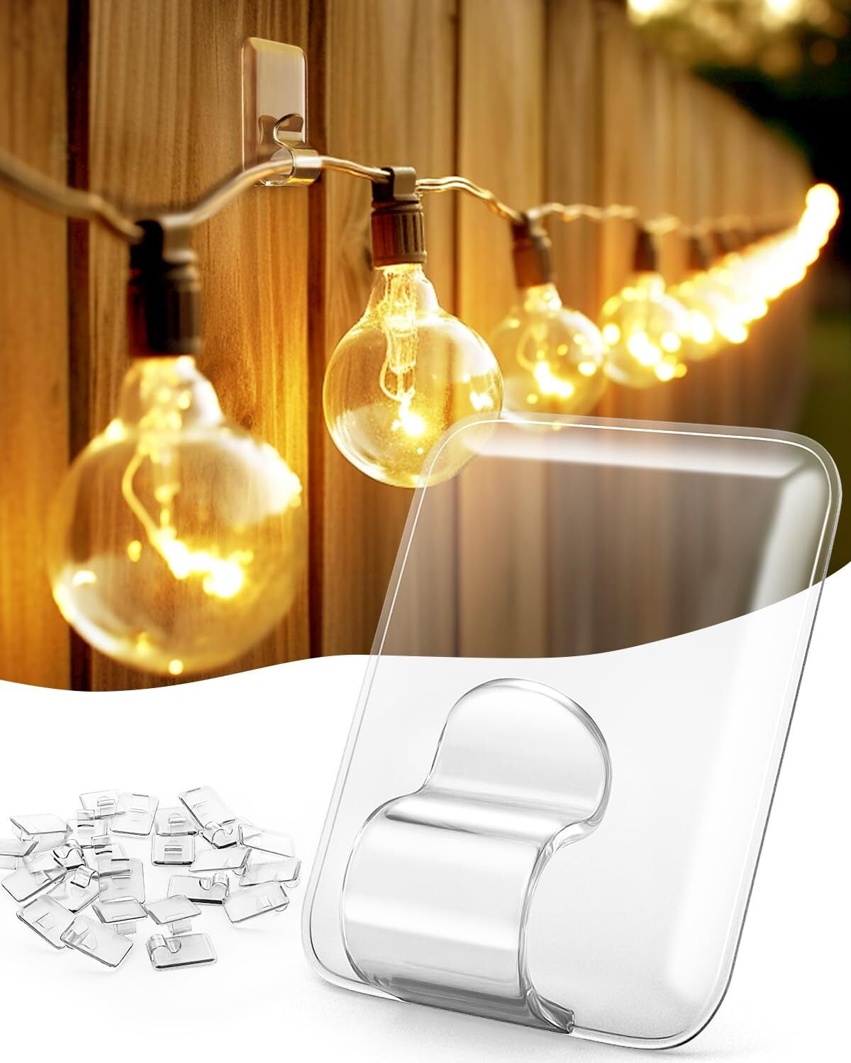 Hooks for Outdoor String Lights Clips Large Clear Rectangle Outdoor ...