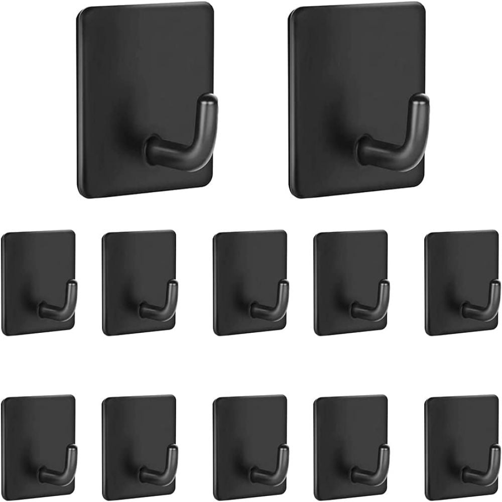 Hooks Self-Adhesive Towel Hooks Pack of 12 Stainless Steel Adhesive ...