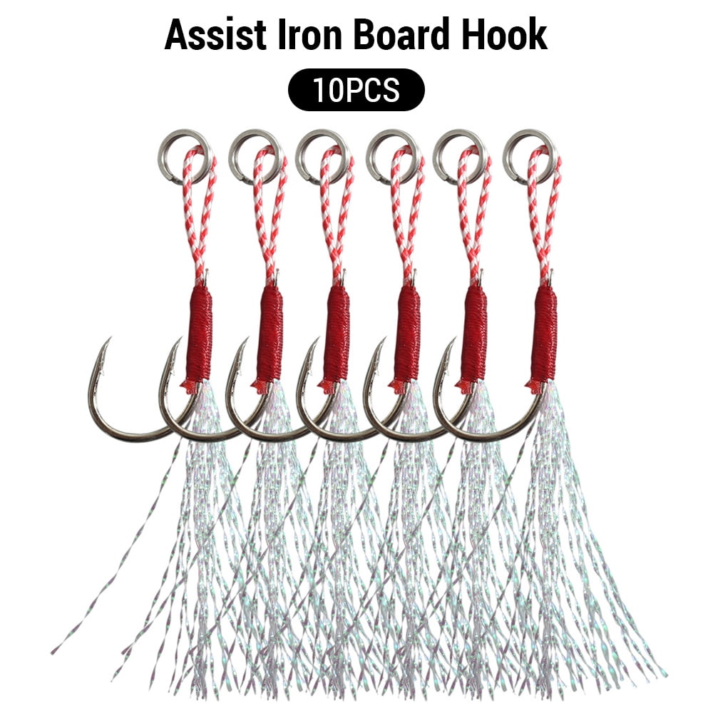 Hooks Slow Jigging Fishing Cast Jigs Assist Hook Barbed Single Jig Hooks Thread Feather High ...