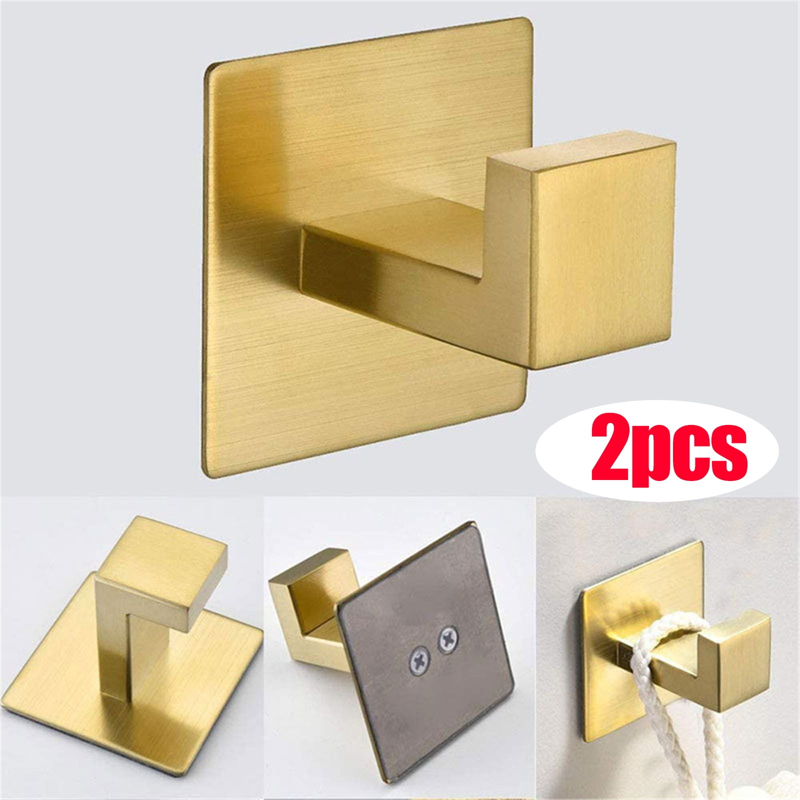 Hooks Wall Mount Rack for Kitchen Bathroom Self- Towel Holder Brushed ...