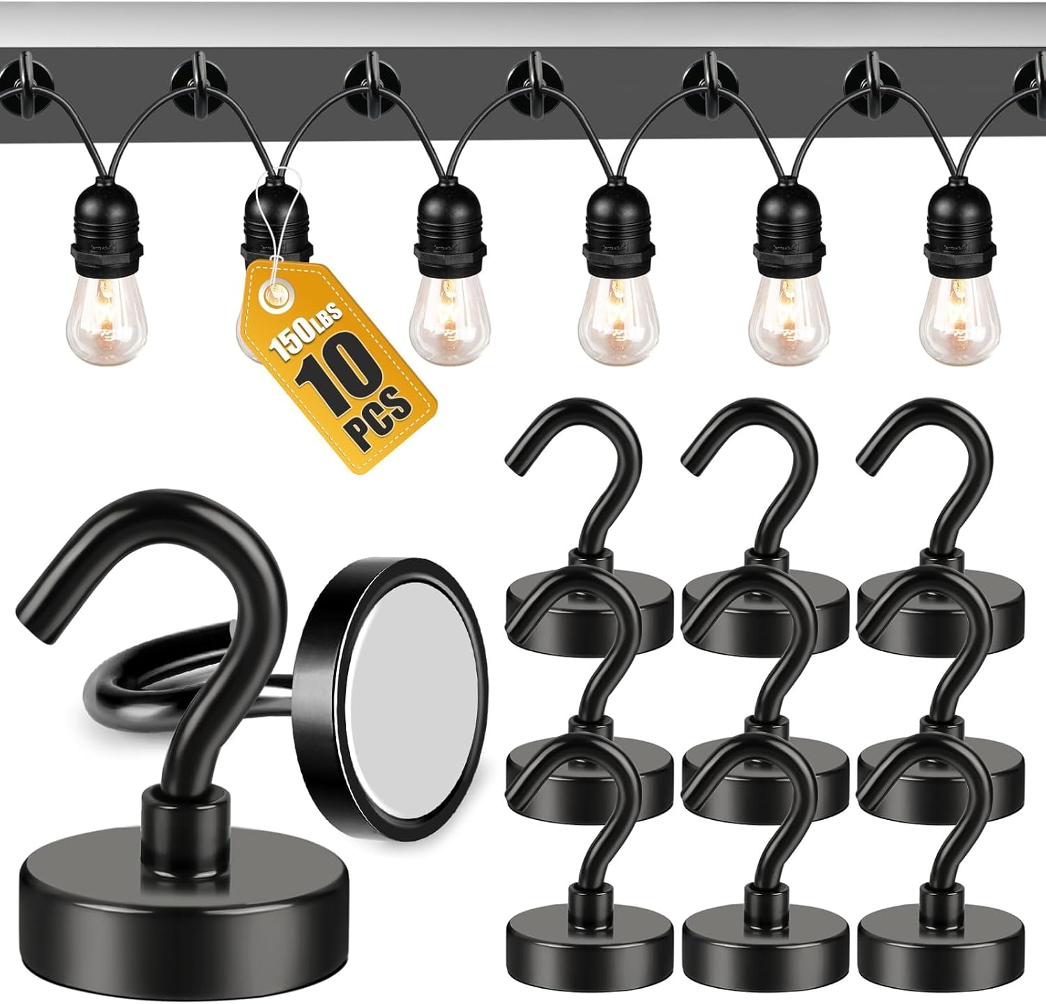 Hooks, used for hanging light strings, black magnetic hooks weighing ...