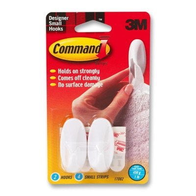 Hooks w/Adhesive Strips, Small Designer, Hold 1lb, 2 per Pack, White [Set of 2] - Walmart.com