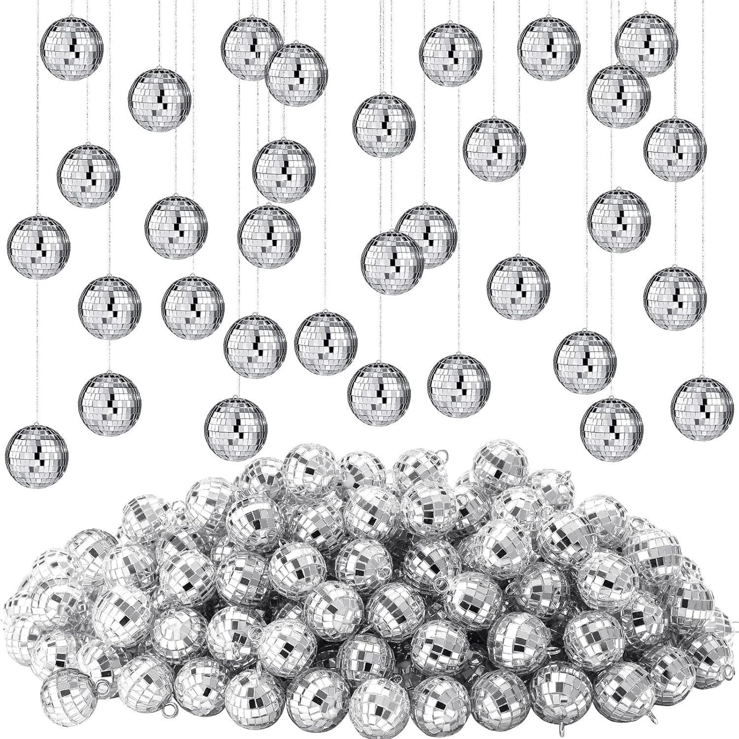 Hoolerry 200 Pcs 1.2 Inch Mirror Disco Balls Ornament Mardi Gras Mini ...