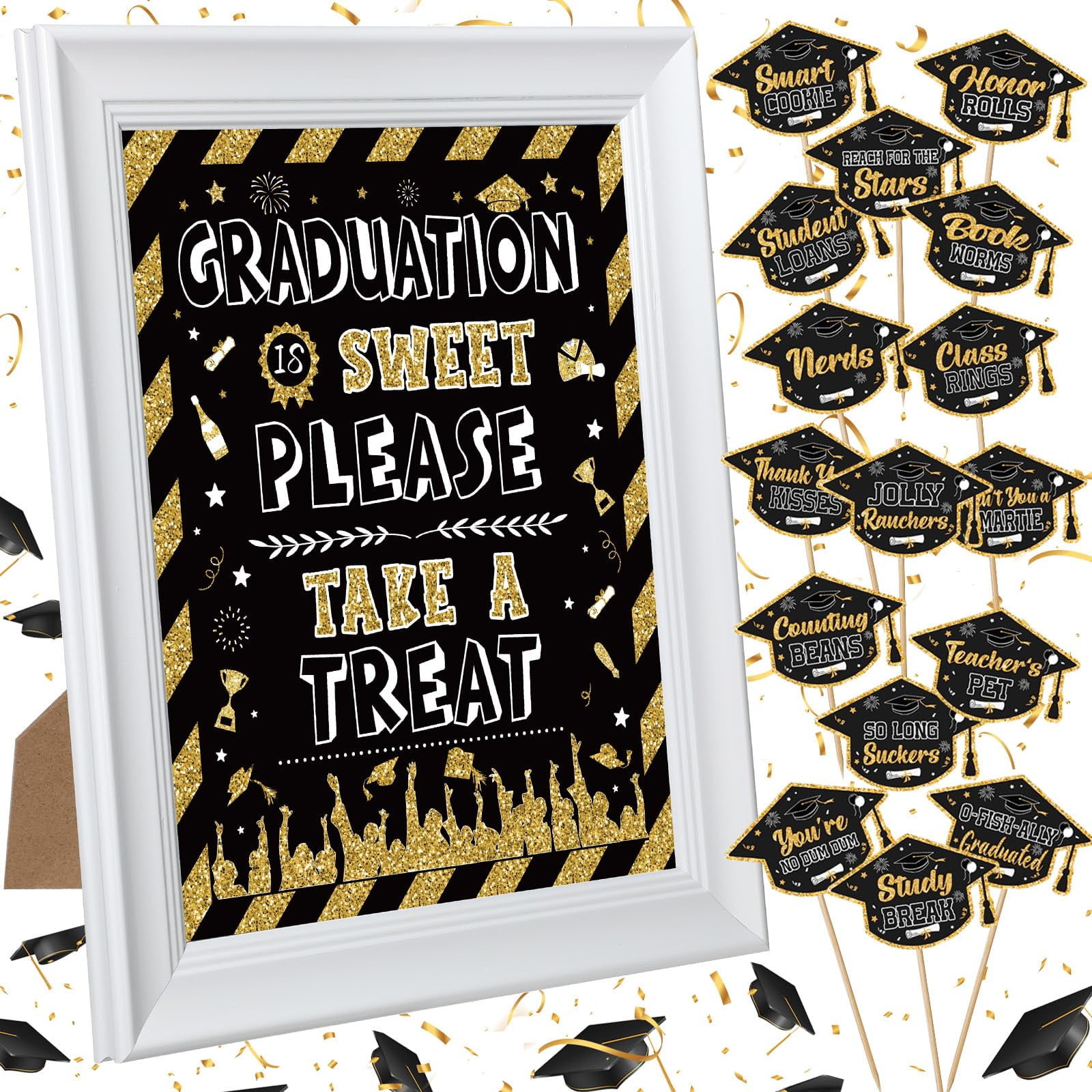 Hoolerry 21 Pcs Graduation Candy Bar Signs Buffet Labels Set 10 Inch ...