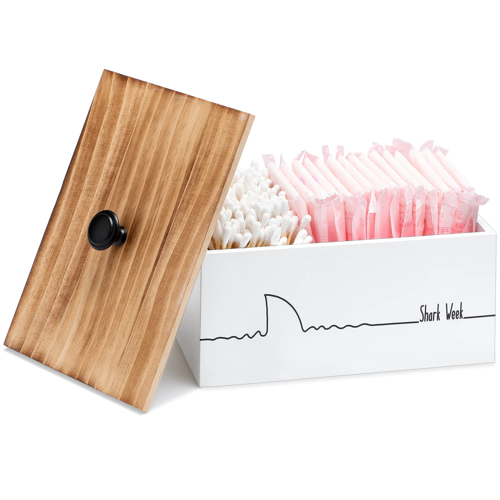 Hoolerry Wood Tampon Holder for Bathroom Farmhouse Pad and Tampon ...
