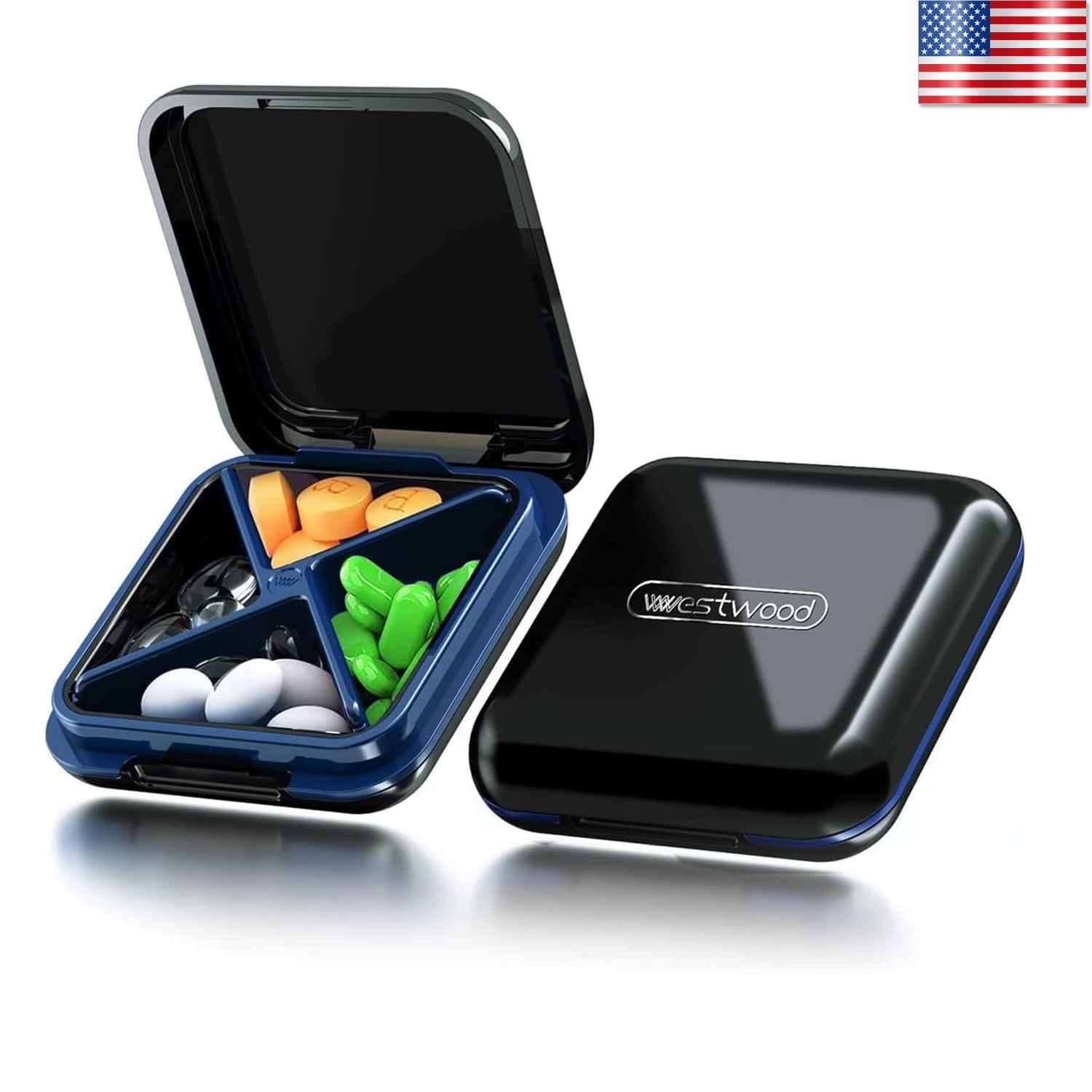 Hoolife Small Pill Case, Travel Pill Box, Portable Pill Container for ...