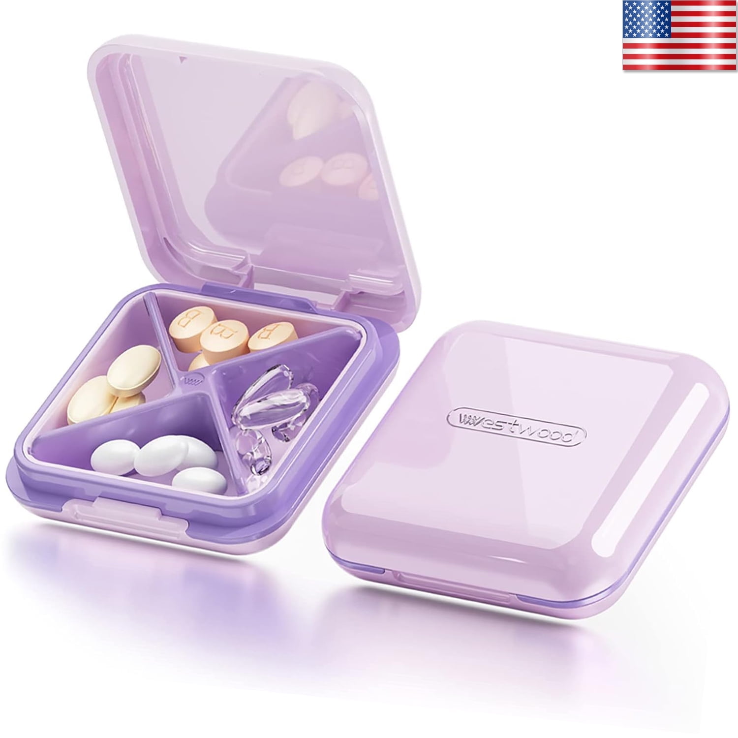 Hoolife Small Purple Travel Pill Case, Portable Waterproof Pill Box ...