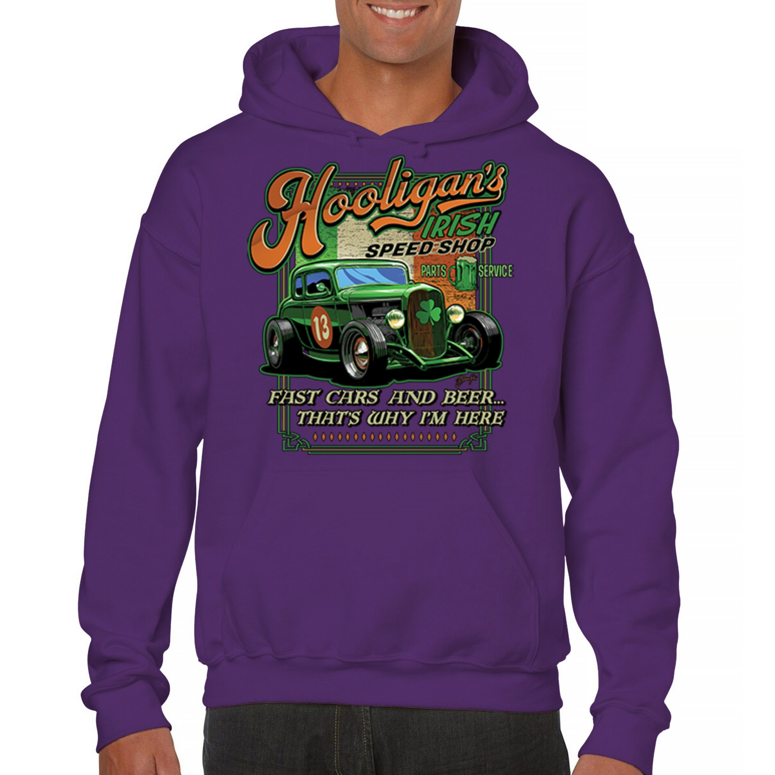 Hooligan's Irish Speed Shop St Patrick's Day Sweatshirt Vintage Hot Rod ...