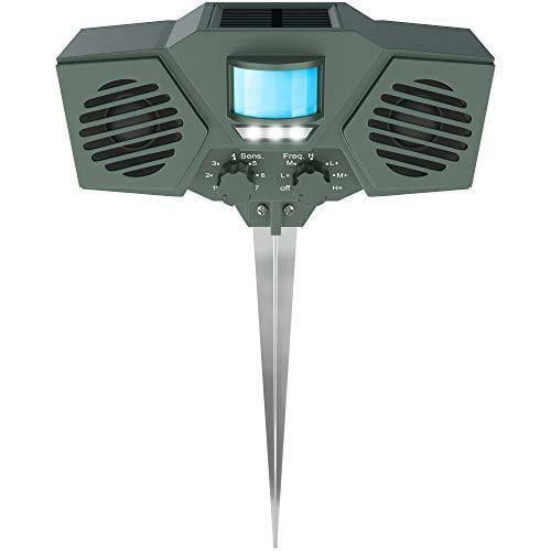 Hoont Solar Powered Ultrasonic Animal Repeller with Motion Sensor and ...