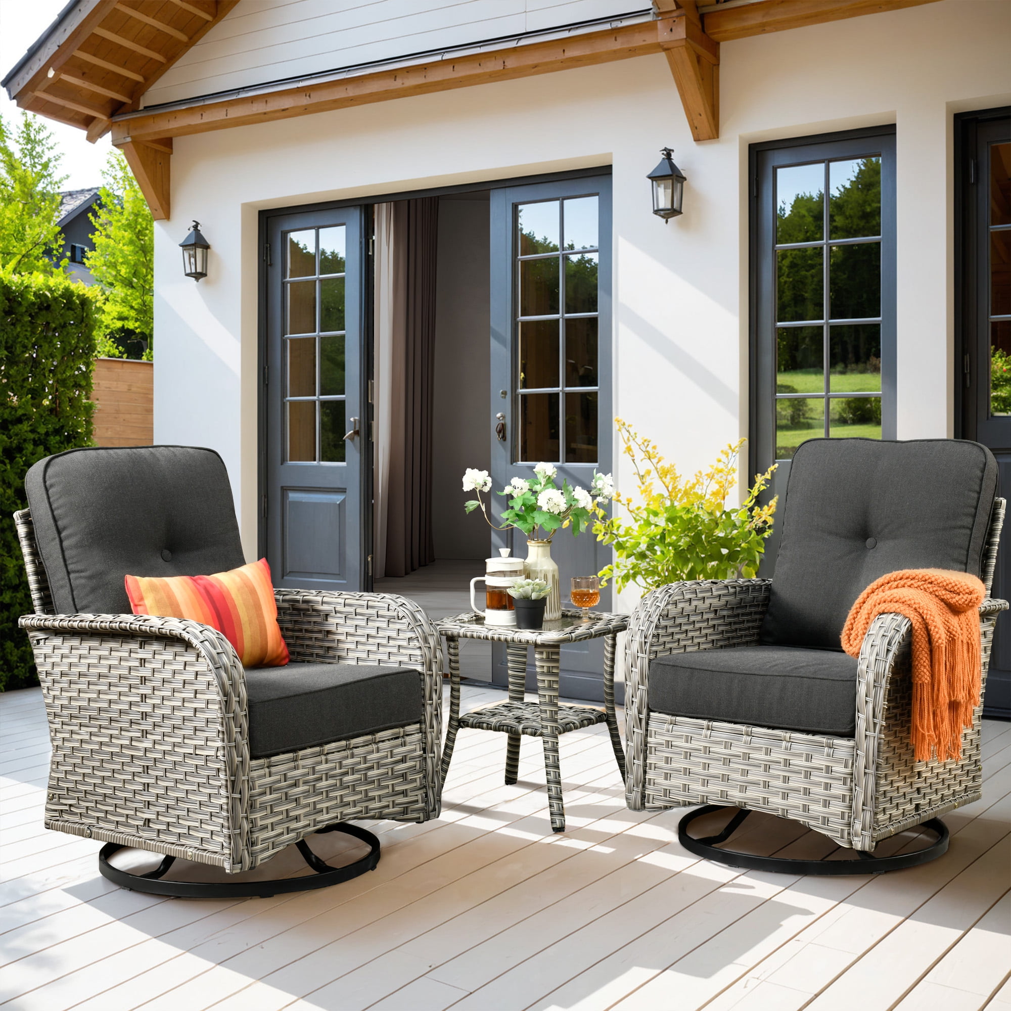 Hooowooo 3-Piece Patio Furniture Set High Back Patio Conversation ...