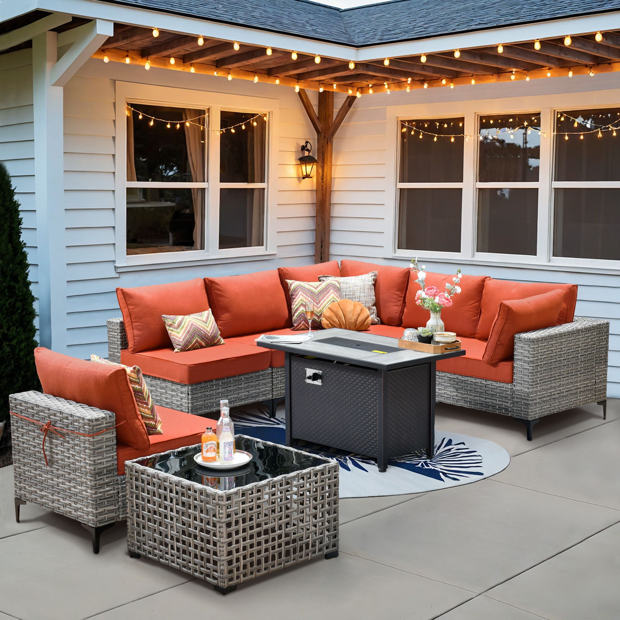 XIZZI 8 Pieces Wicker Patio Furniture Modular Outdoor Conversation Set ...