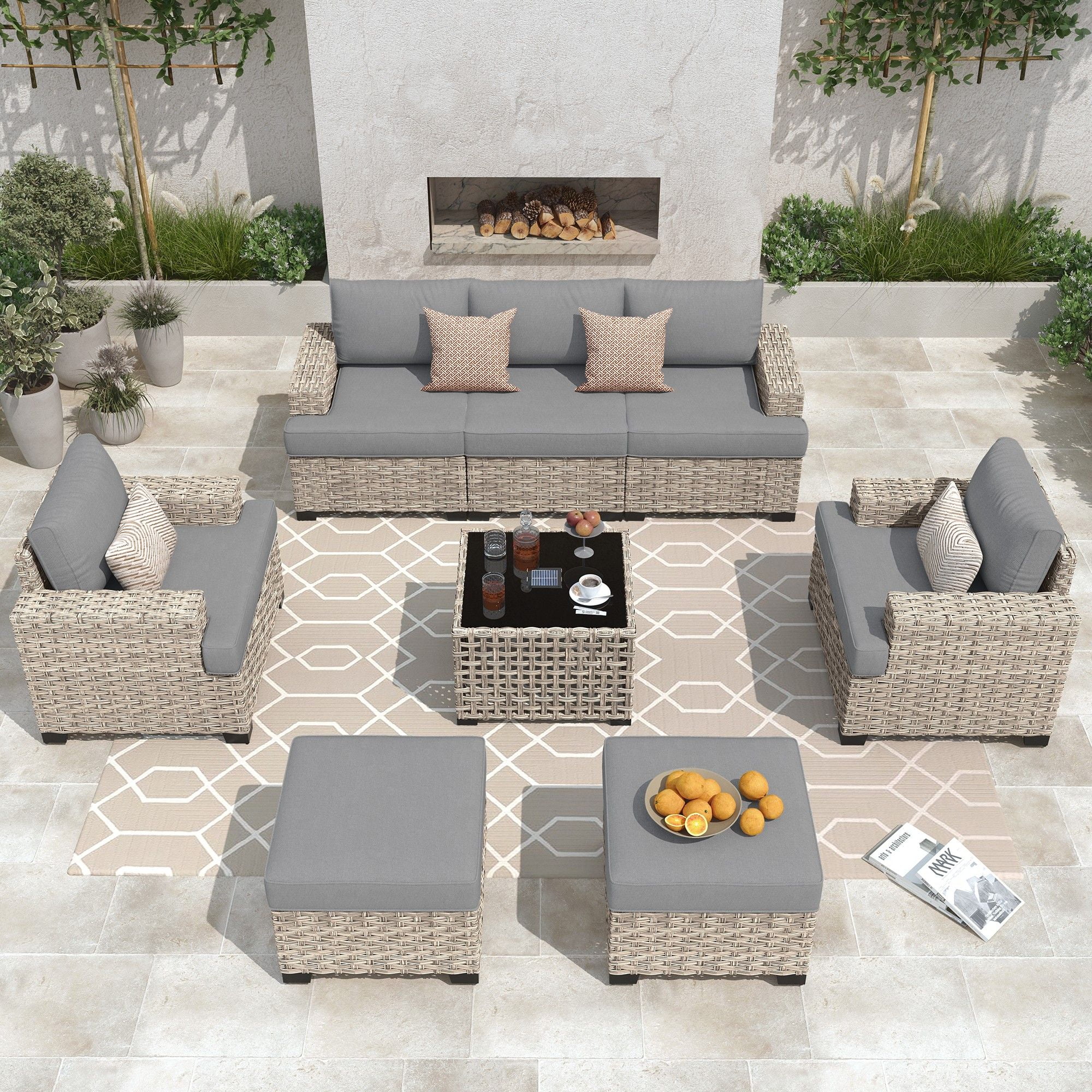 XIZZI 8 Pieces Wicker Patio Furniture Waterproof Rattan Outdoor ...