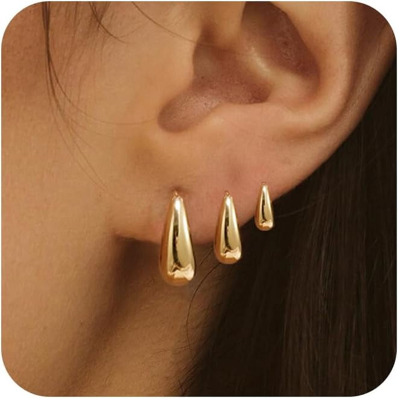 Hoop Earrings Set for Women,14K Gold/Silver Plated Huggie Earrings ...