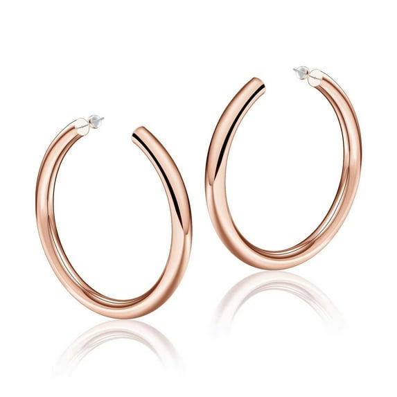 Hoop Earrings for Women 14K Gold Plated Lightweight Chunky Open Hoops ...