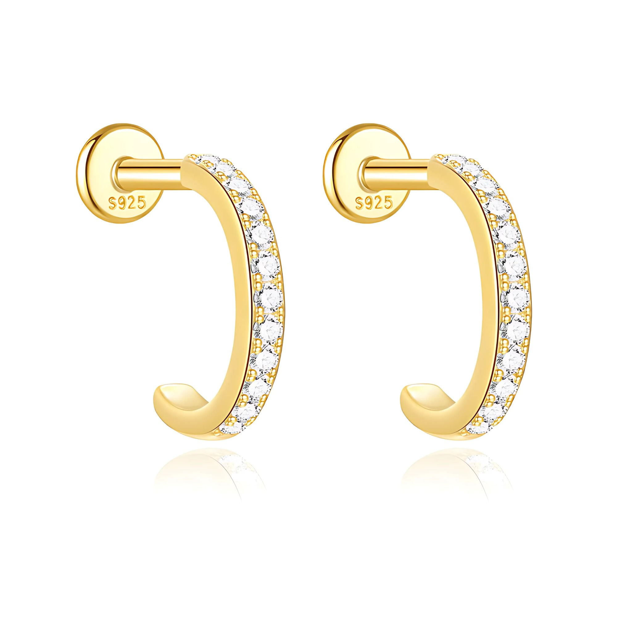 Hoop Flat Back Earrings for Women Sterling Silver 16G 6mm Cartilage ...