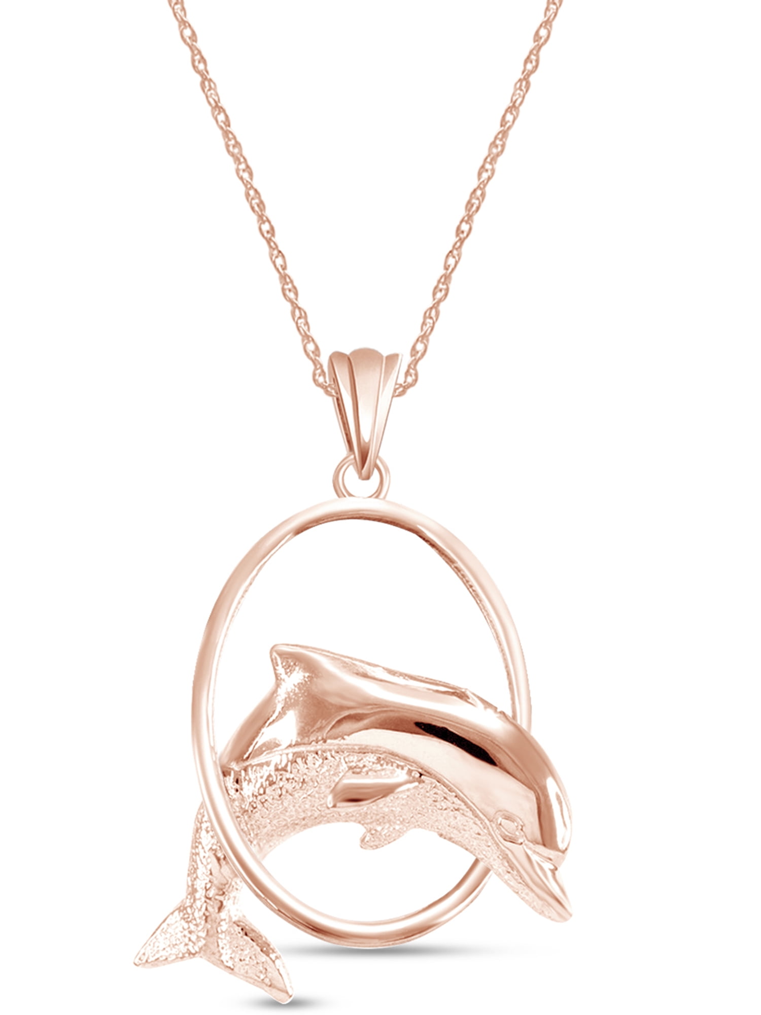 AFFY Hoop Jumping Dolphin Pendant Necklace In 14K Rose Gold Plated 925 ...