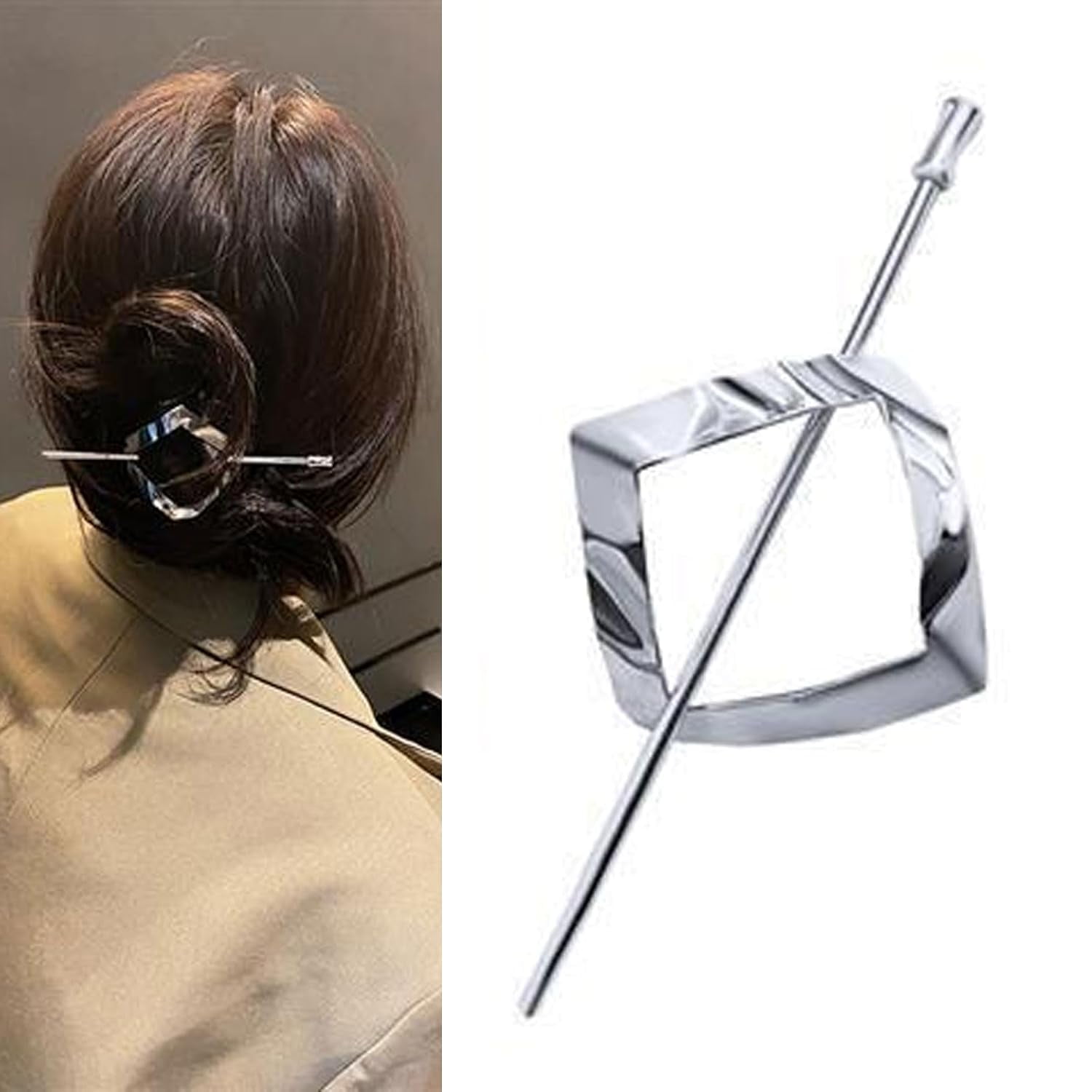 Hoop and Pin Barrette, Hair Edit Hoop and Pin, Vintage Geometric Gold ...