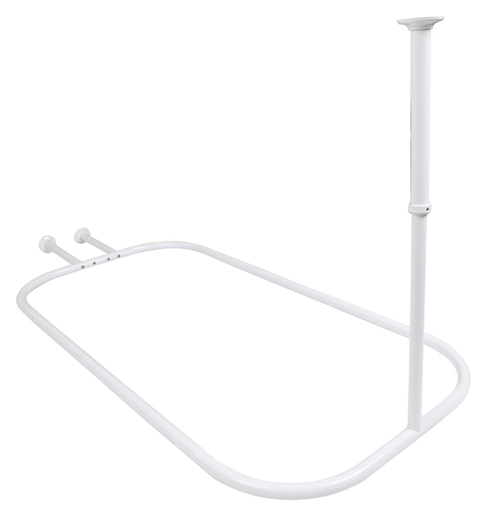 Hoop Shower Rod - White | Shower Curtain Rod for Clawfoot Tub, Ceiling ...