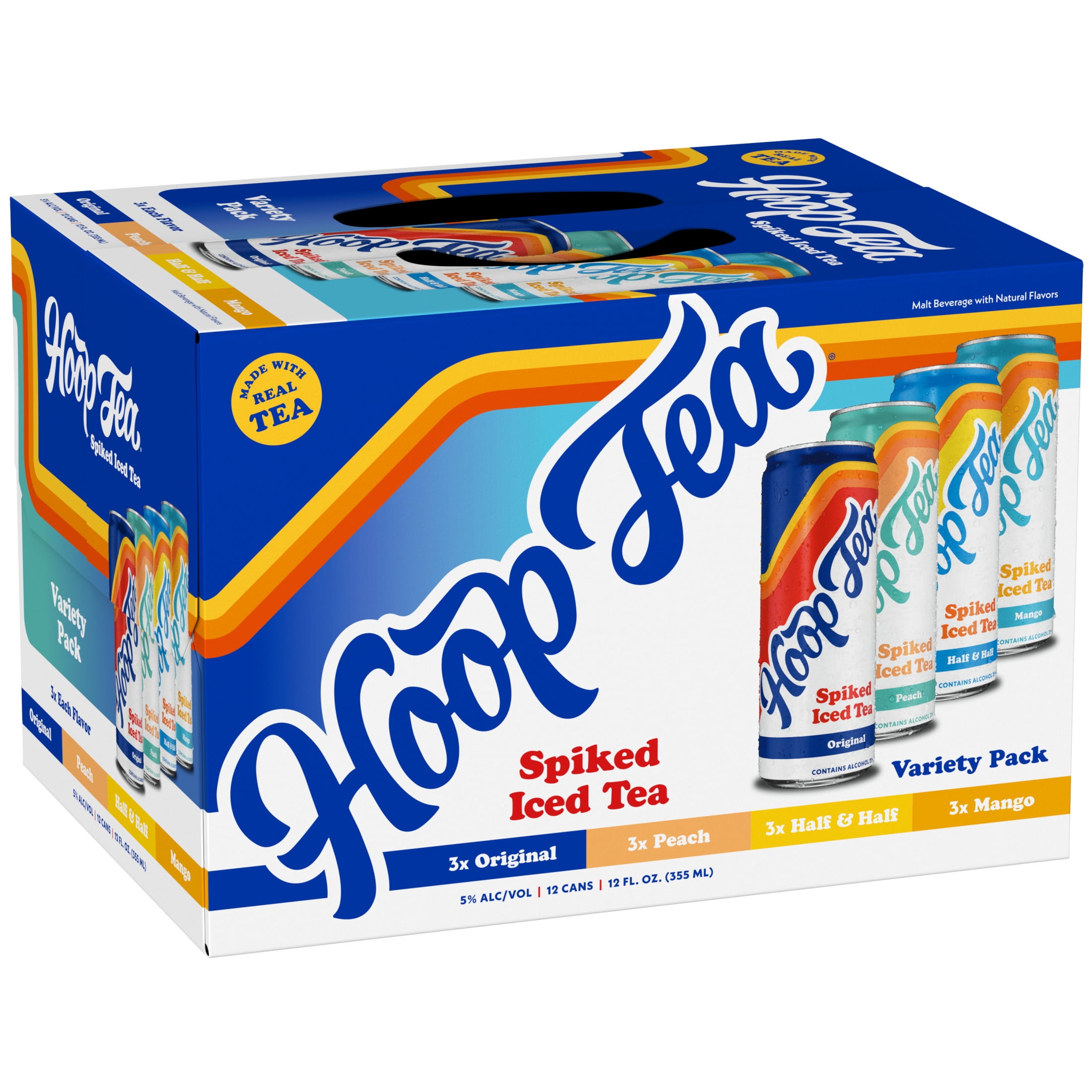 Hoop Tea Spiked Ice Tea Boardwalk 12 pack 12 fl oz Aluminum Cans, 5% ...