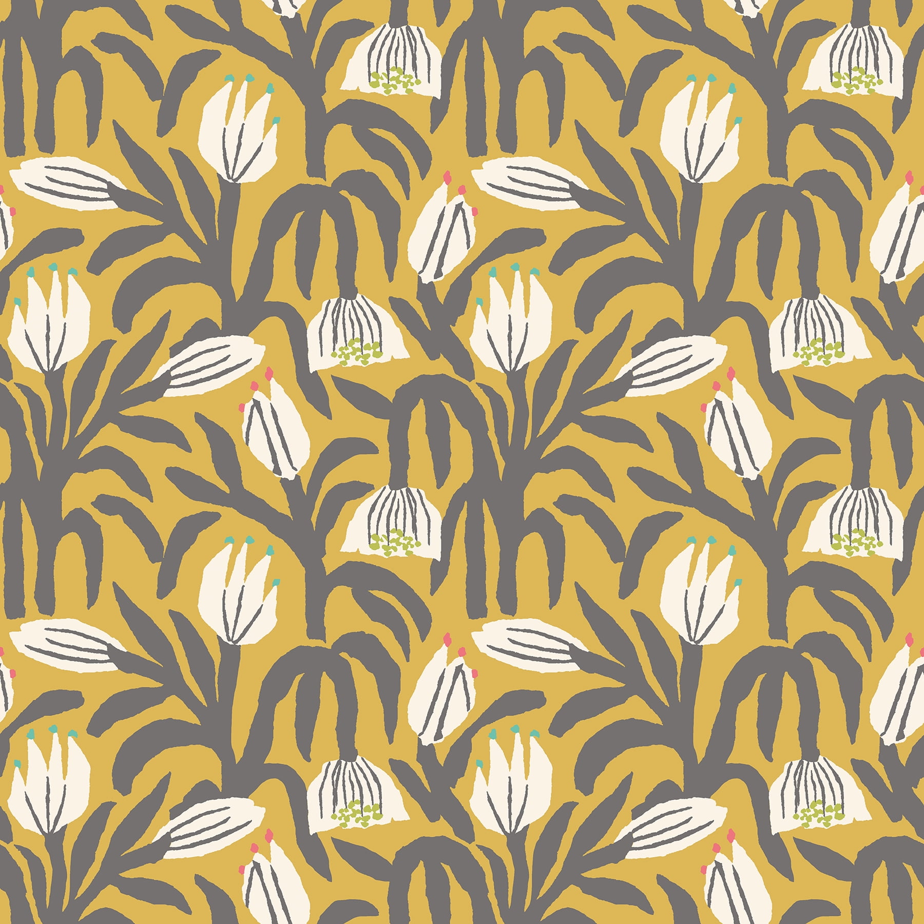 Hoopla Walls Chunky Flower Mustard Peel and Stick Wallpaper - Walmart.com