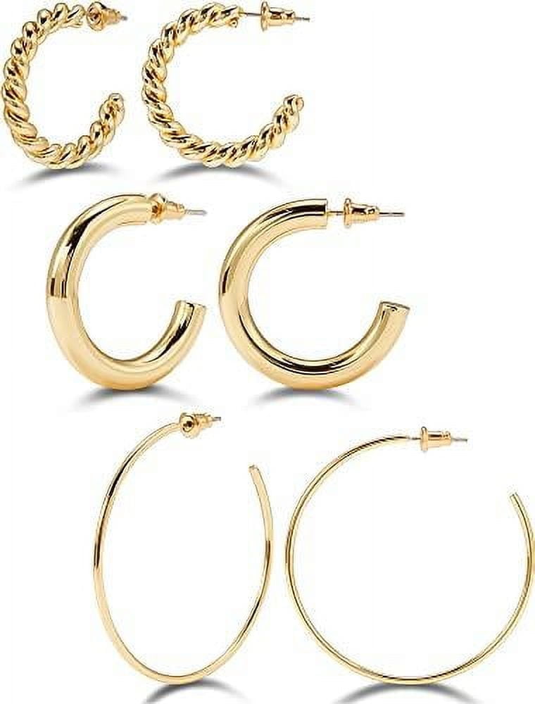 Hoops Gold Earrings for Women Medium, 14k Gold Hoops Small Thick, Large ...