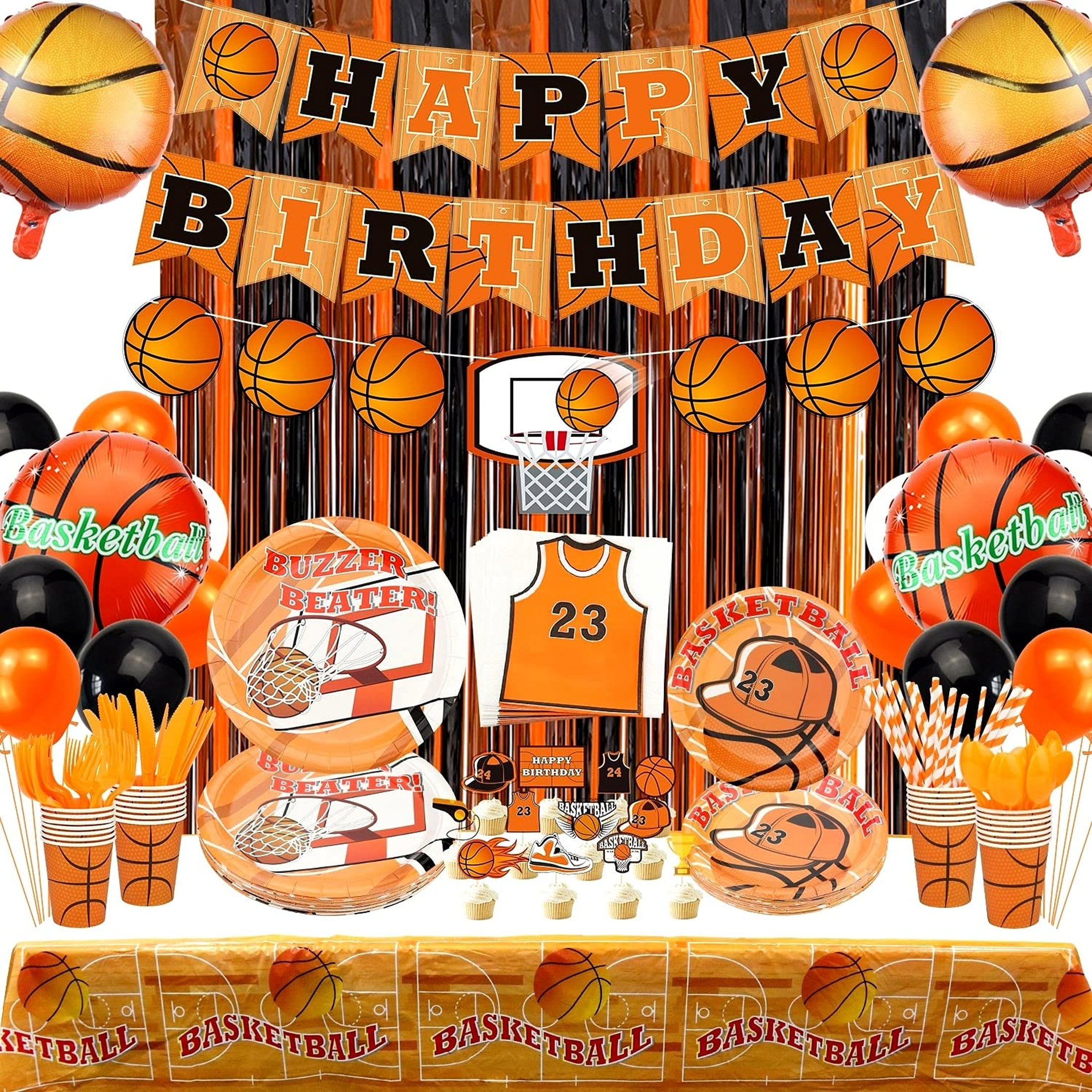 Hoops & Hoopla Party Pack - Basketball Birthday Bash Kit with Banner ...