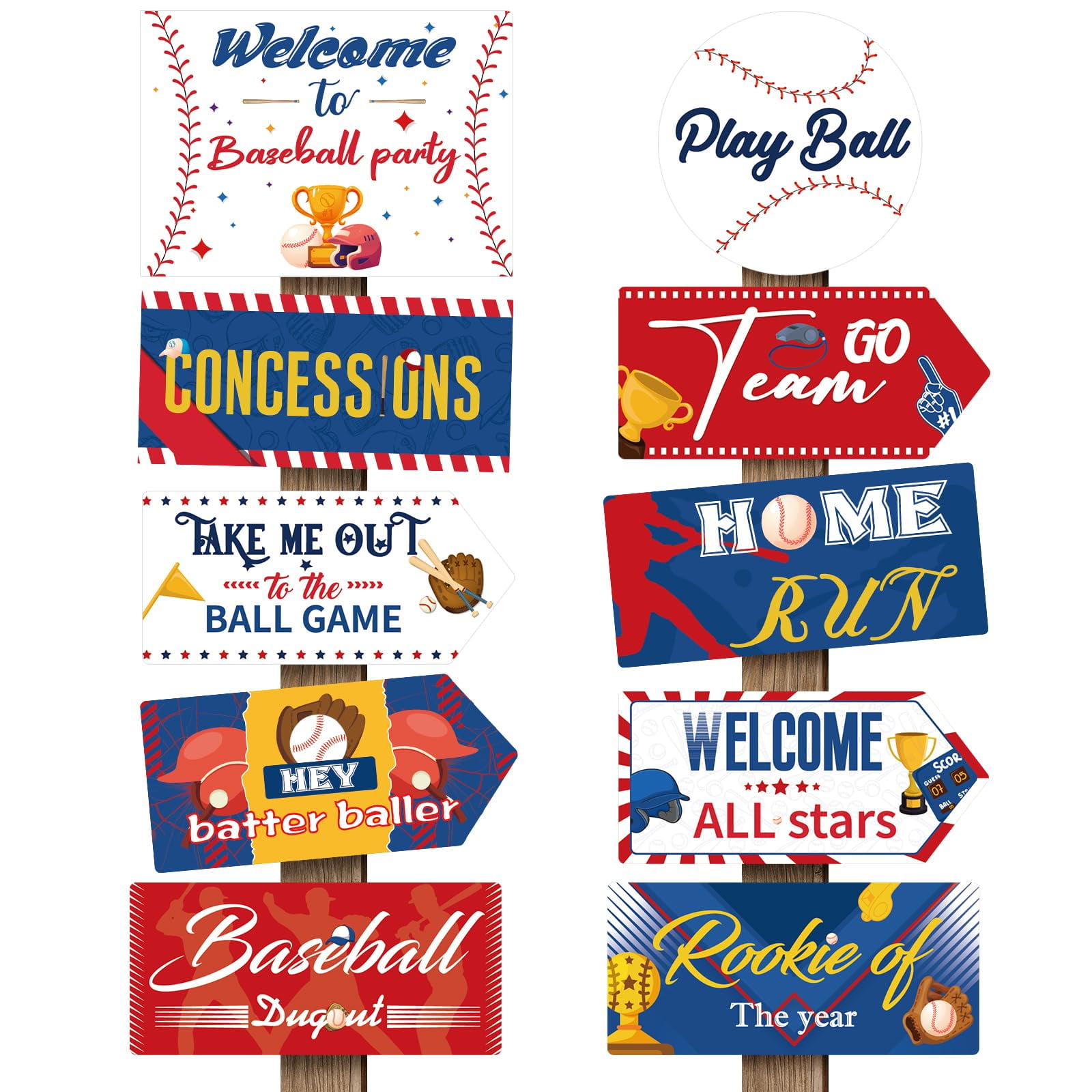 Hooqict 20 Pieces Baseball Party Sign Baseball Party Decorations ...