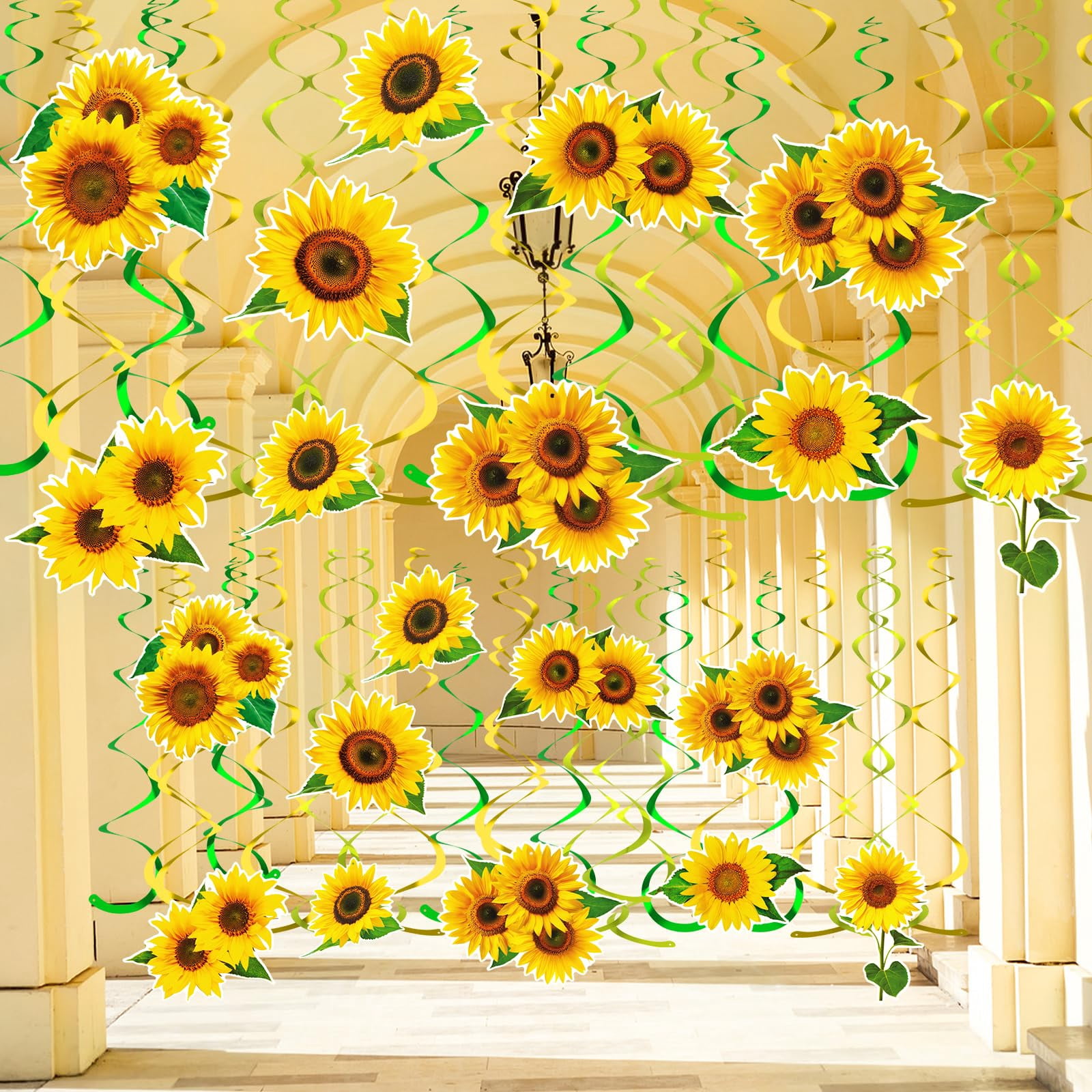 Hooqict 54 Pcs Sunflower Hanging Swirls Decorations Sunflower Supplies ...